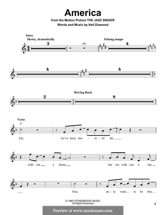 America by N. Diamond - sheet music on MusicaNeo