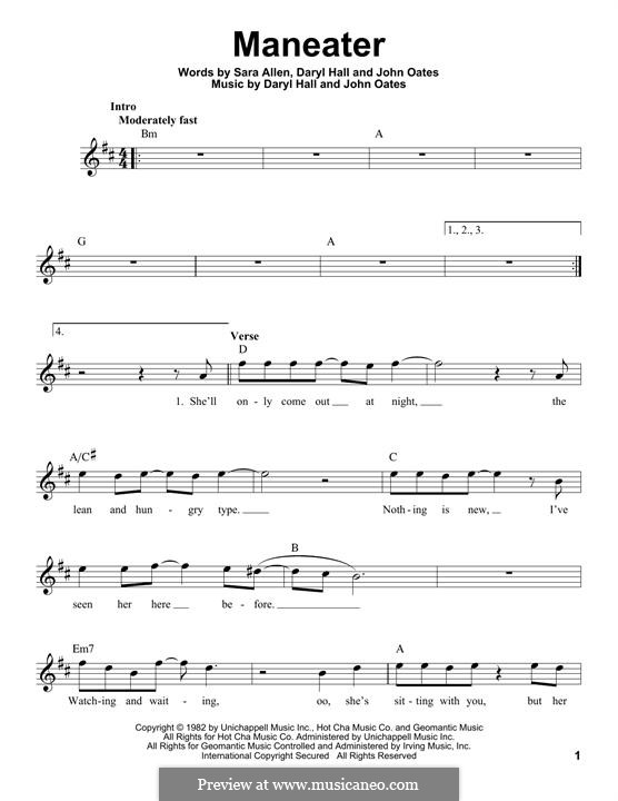 Maneater (Hall & Oates) by D. Hall, J. Oates, S. Allen on MusicaNeo