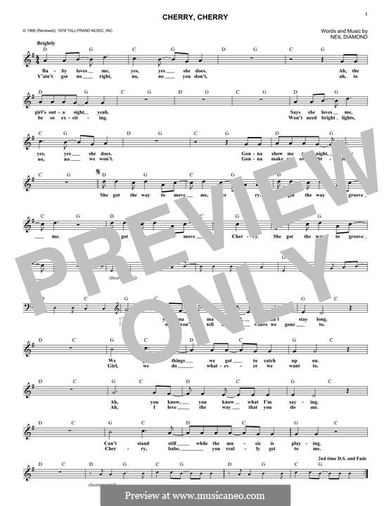 Cherry, Cherry by N. Diamond - sheet music on MusicaNeo