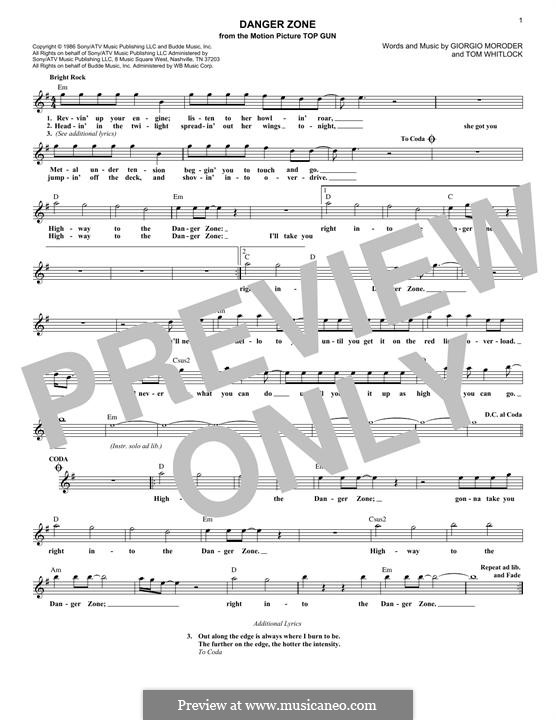 Danger Zone (from Top Gun) by G. Moroder, T. Whitlock on MusicaNeo