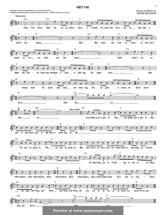 Hey Ya! (OutKast) by A. Benjamin - sheet music on MusicaNeo Hey Ya! (OutKast) by A. Benjamin - sheet music on MusicaNeo