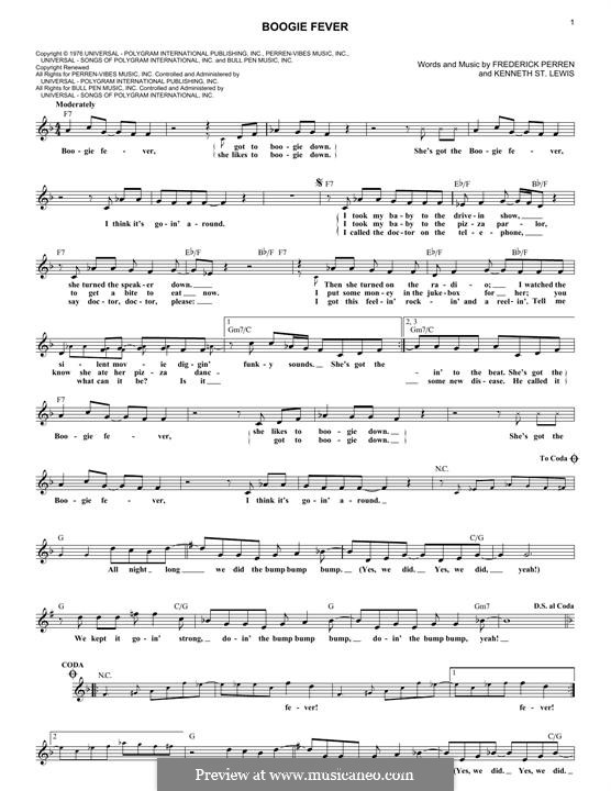 Boogie Fever (The Sylvers) by F. Perren - sheet music on MusicaNeo