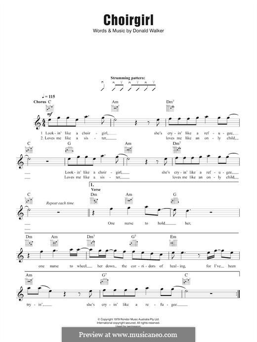 Choir Girl (Cold Chisel) by D. Walker - sheet music on MusicaNeo
