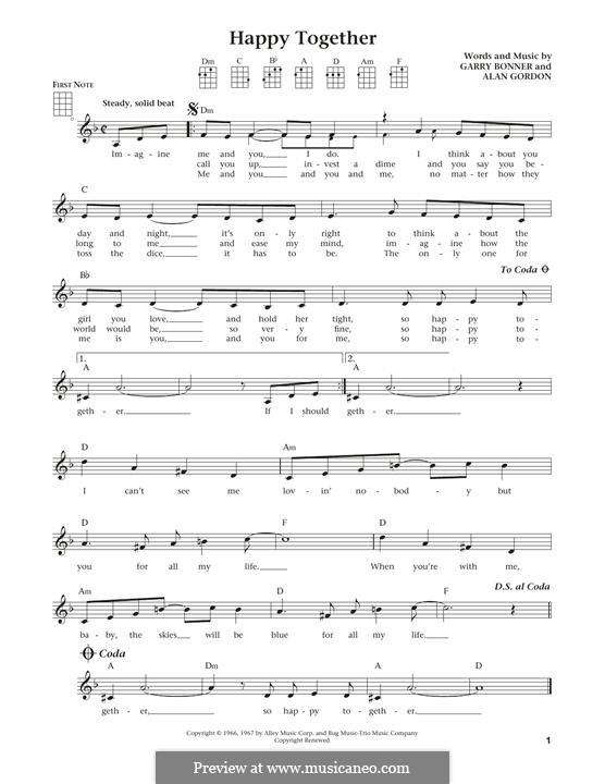 Happy Together (The Turtles) by A. Gordon, G. Bonner on MusicaNeo