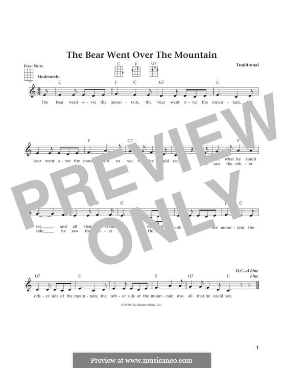 The Bear Went Over the Mountain by folklore - sheet music on MusicaNeo