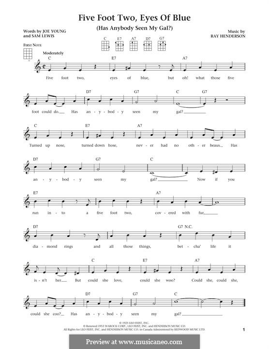 Five Foot Two, Eyes of Blue (Has Anybody Seen My Girl?) by R. Henderson ...