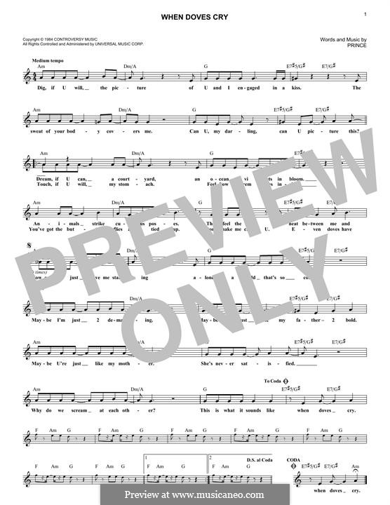 When Doves Cry by Prince - sheet music on MusicaNeo