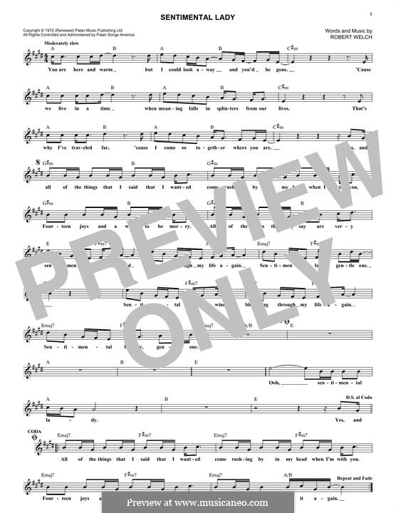Sentimental Lady by B. Welch - sheet music on MusicaNeo