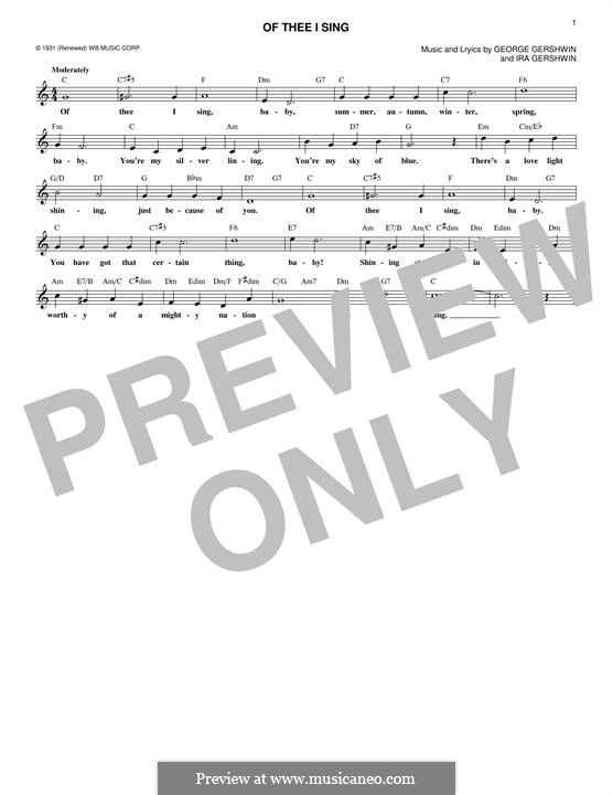 Of Thee I Sing by G. Gershwin - sheet music on MusicaNeo