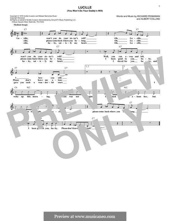 Lucille by Little Richard, A. Collins - sheet music on MusicaNeo