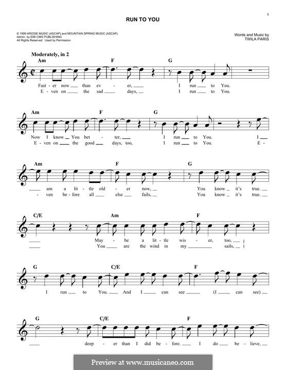 Run To You by T. Paris - sheet music on MusicaNeo