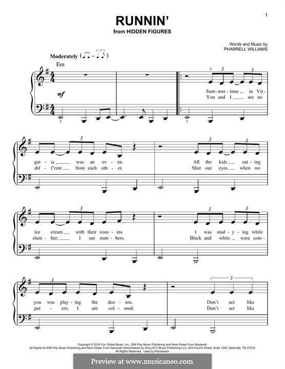 Runnin' (Pharrell Williams) by P. Williams - sheet music on MusicaNeo
