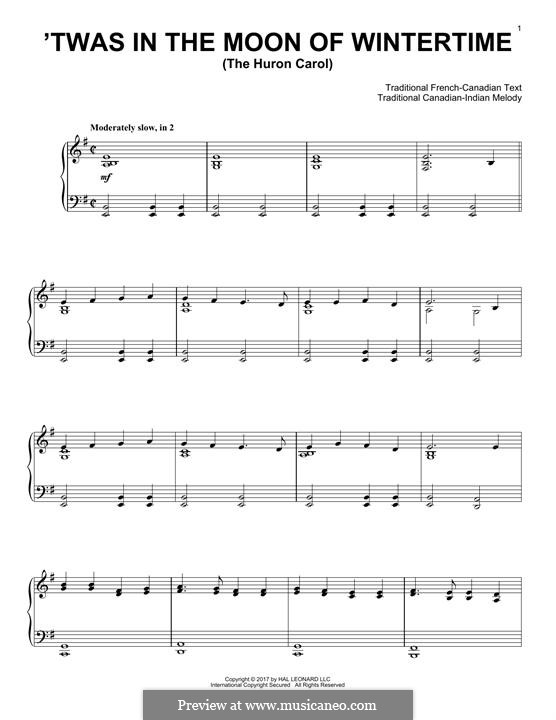 The Huron Carol by folklore - sheet music on MusicaNeo