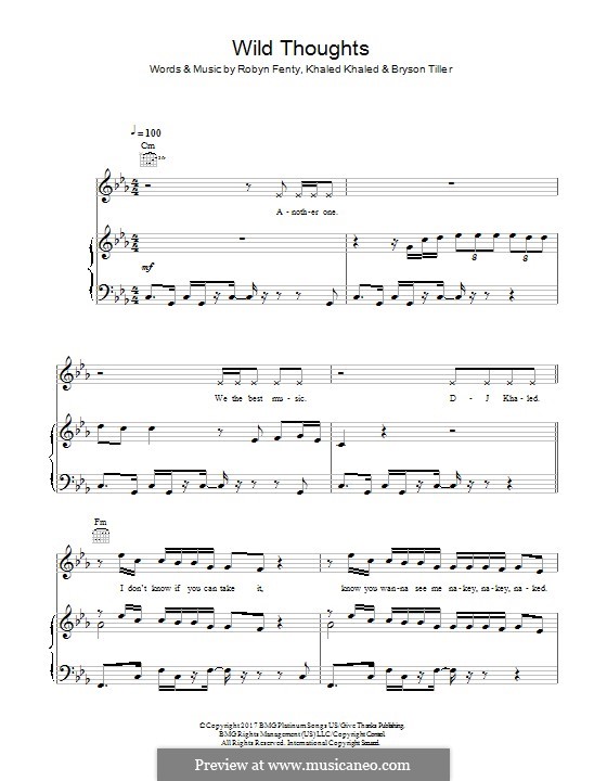 Wild Thoughts by Rihanna, K.M. Khaled, B. Tiller - sheet music on MusicaNeo