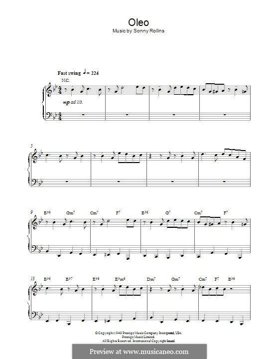 Oleo by S. Rollins - sheet music on MusicaNeo