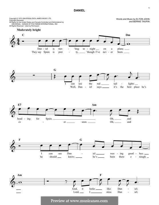 Daniel by E. John - sheet music on MusicaNeo
