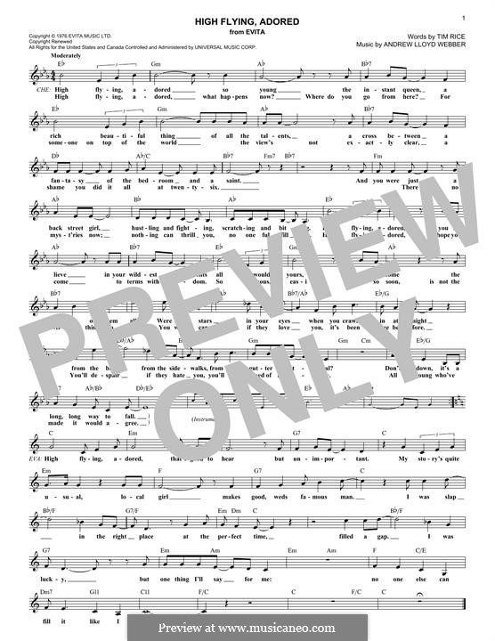 High Flying, Adored (Evita) by A.L. Webber - sheet music on MusicaNeo