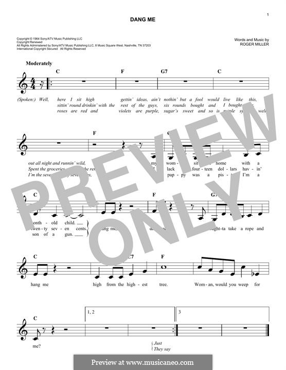 Dang Me by R. Miller - sheet music on MusicaNeo