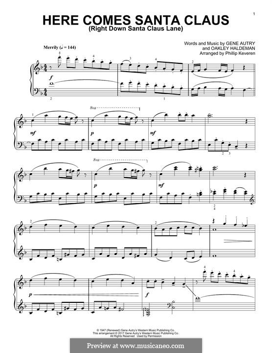 Piano version (Here Comes Santa Claus (Right Down Santa Claus Lane)) by ...