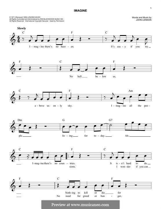 Vocal version (Imagine) by J. Lennon - sheet music on MusicaNeo