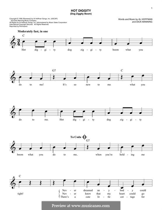 Hot Diggity (Dog Ziggity Boom) by A. Hoffman, D. Manning on MusicaNeo