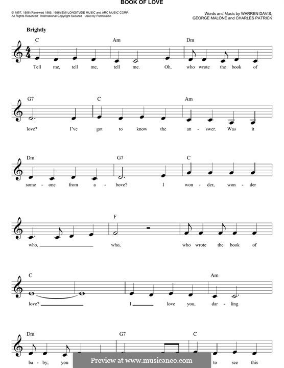 Book of Love (The Monotones) by C. Patrick, G. Malone, W. Davis on ...