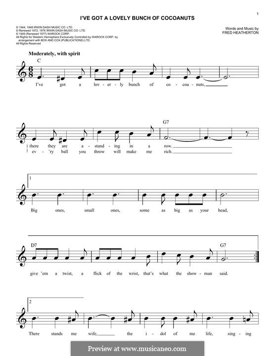 I've Got a Lovely Bunch of Coconuts (Danny Kaye) by F. Heatherton on ... I've Got a Lovely Bunch of Coconuts (Danny Kaye) by F. Heatherton on ...