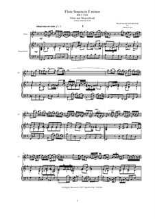 Sonata for Flute and Basso Continuo No.2 in E Minor, BWV 1034 by J.S ...