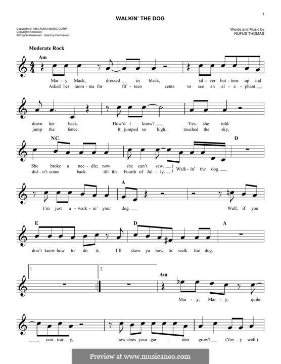 Walkin' the Dog by R. Thomas - sheet music on MusicaNeo