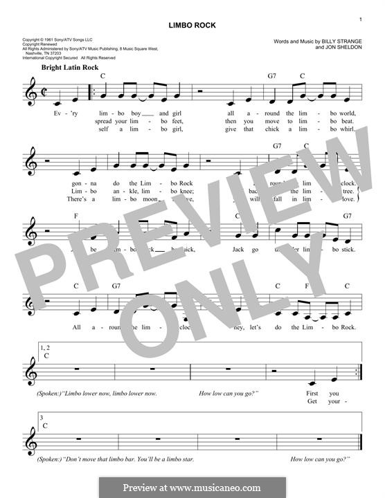Limbo Rock by B. Strange, J. Sheldon - sheet music on MusicaNeo
