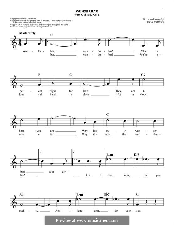 Wunderbar by C. Porter - sheet music on MusicaNeo