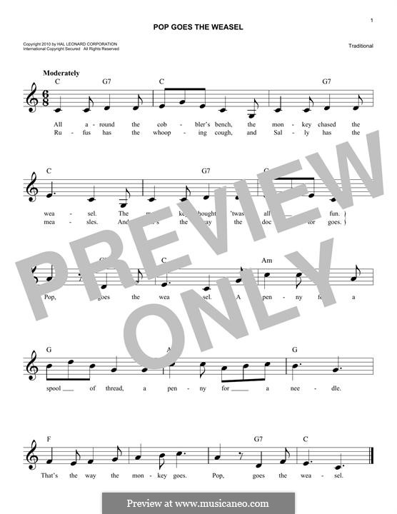 Pop Goes the Weasel by folklore - sheet music on MusicaNeo