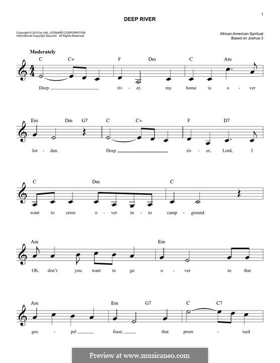 Deep River by folklore - sheet music on MusicaNeo