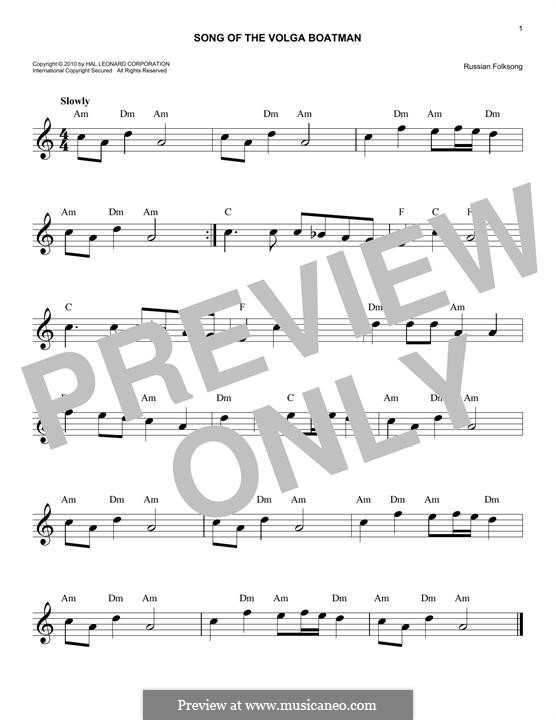 Song of the Volga Boatman by folklore - sheet music on MusicaNeo