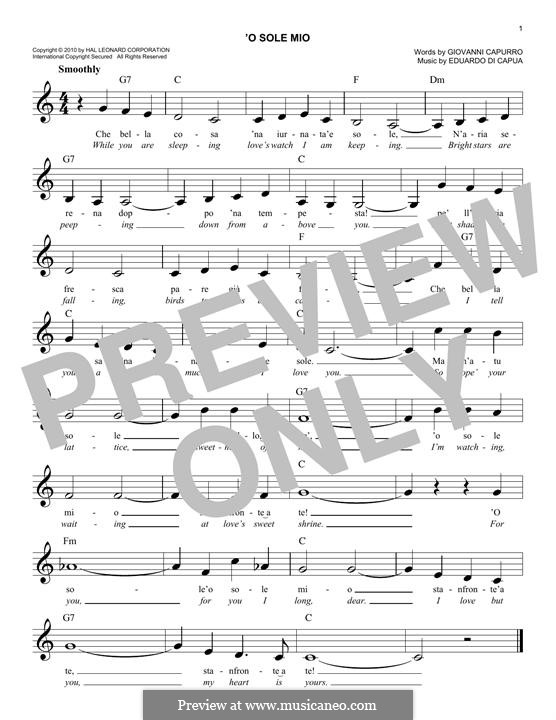 O Sole Mio by E.d. Capua - sheet music on MusicaNeo