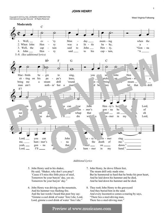 John Henry by folklore - sheet music on MusicaNeo
