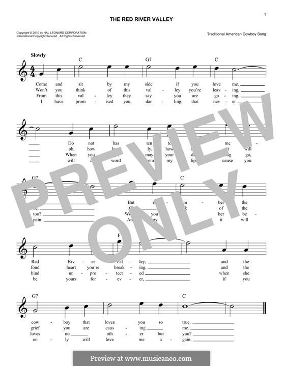 The Red River Valley by folklore - sheet music on MusicaNeo