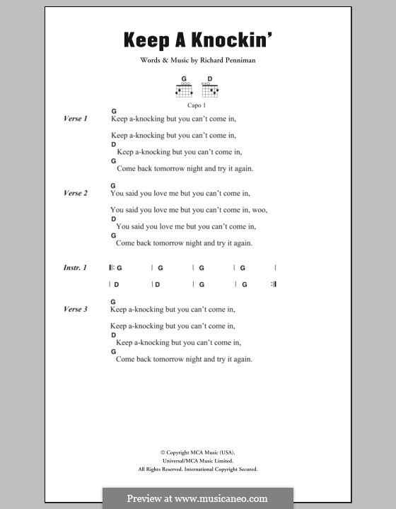 Keep A-Knockin' by Little Richard - sheet music on MusicaNeo