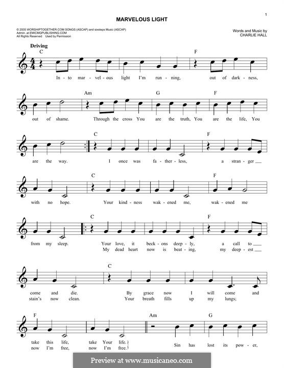 Marvelous Light by C. Hall - sheet music on MusicaNeo