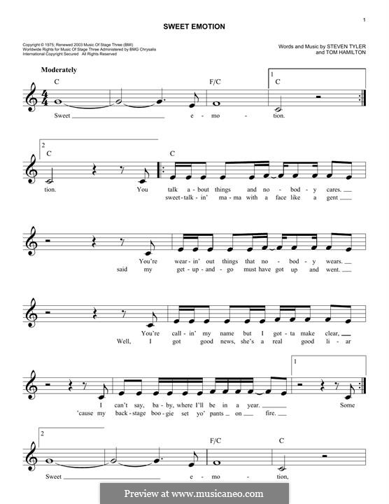 Sweet Emotion (Aerosmith) by S. Tyler, T. Hamilton on MusicaNeo