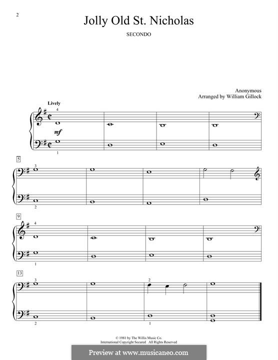 Jolly Old St. Nicholas by folklore - sheet music on MusicaNeo