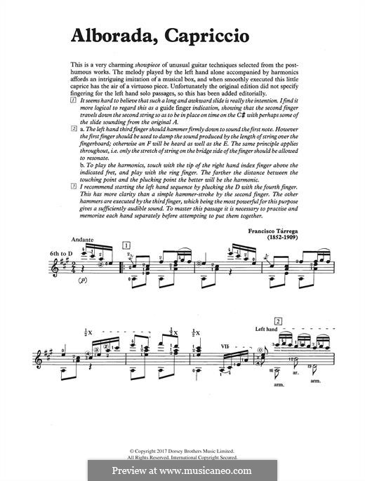 Alborada by F. Tárrega - sheet music on MusicaNeo