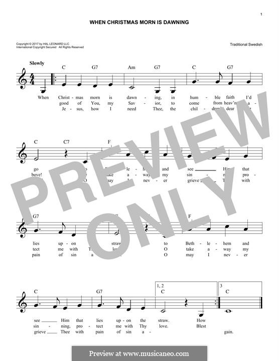 When Christmas Morn Is Dawning by folklore - sheet music on MusicaNeo