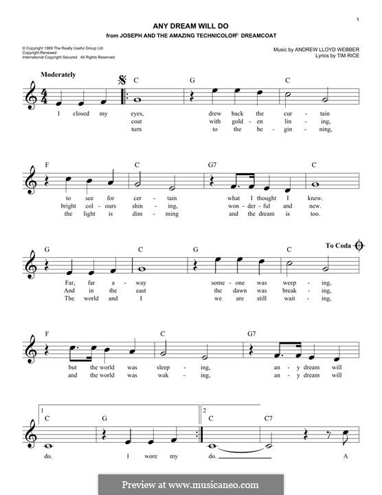 Any Dream Will Do (Joseph and The Amazing Technicolor Dreamcoat) by A.L ...