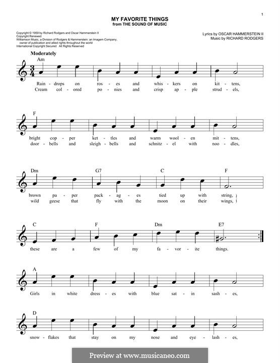 Vocal version (My Favorite Things) by R. Rodgers - sheet music on MusicaNeo