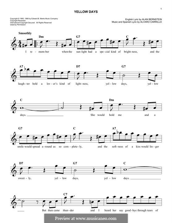 Yellow Days (Frank Sinatra) by A. Carrillo - sheet music on MusicaNeo