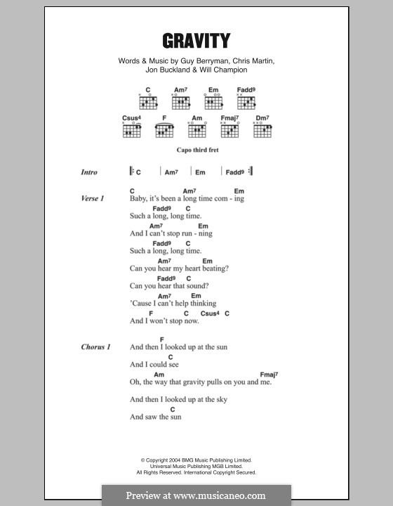 Gravity (Embrace) by C. Martin, G. Berryman, J. Buckland, W. Champion ...