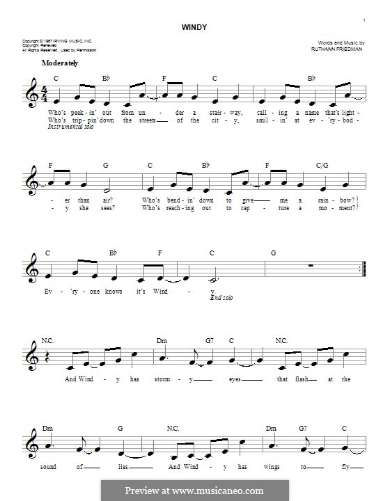 Windy (The Association) by R. Friedman - sheet music on MusicaNeo