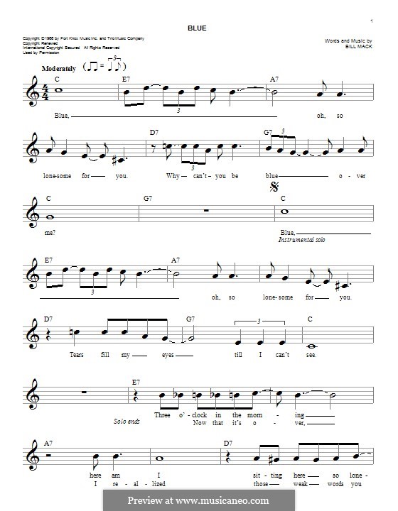 Blue (LeAnn Rimes) by B. Mack - sheet music on MusicaNeo