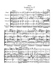 Symphony No.27 in G Major, K.199 by W.A. Mozart - sheet music on MusicaNeo